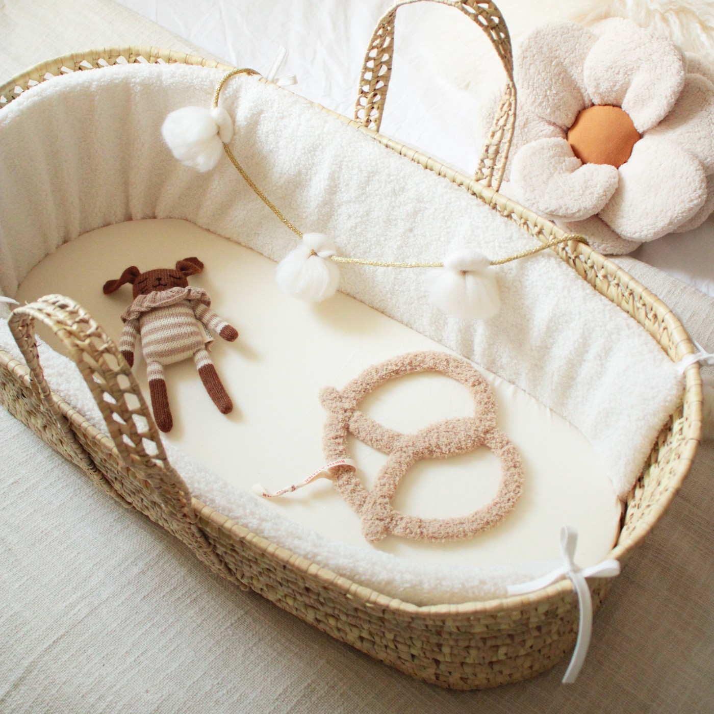 Couffin souple droit en palme avec habillage